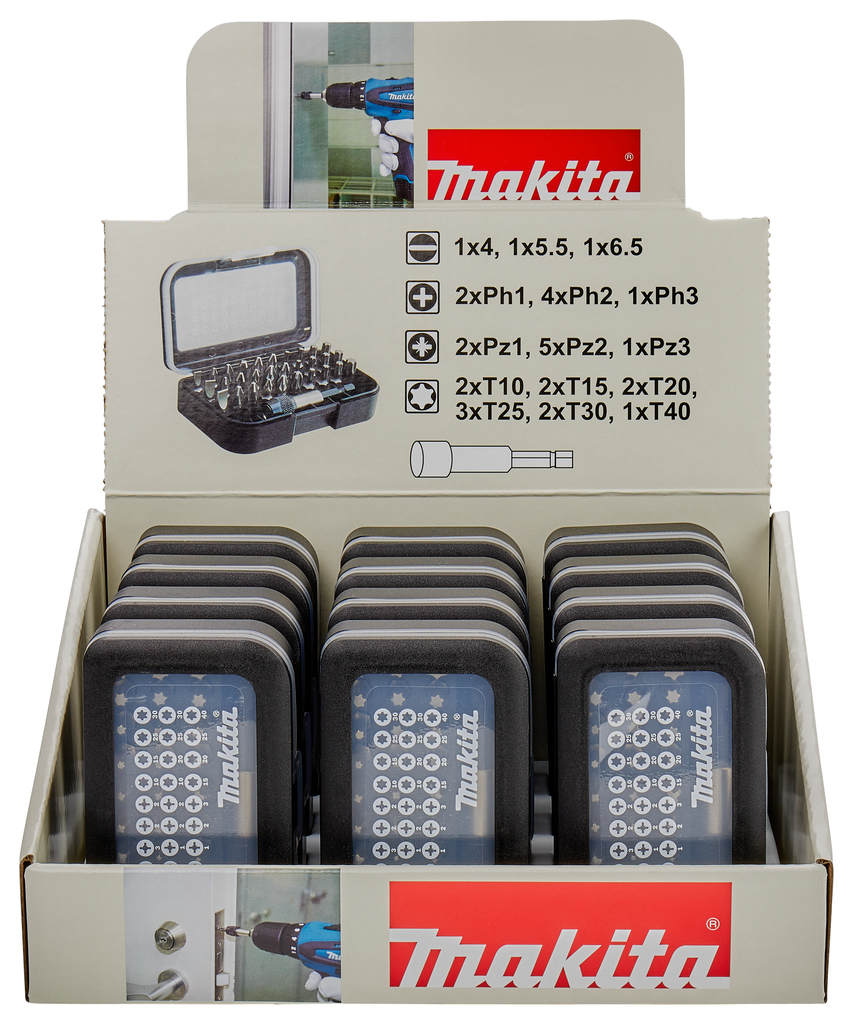 D-35031-12 - Schroefbitset 31-delig (display 12 stuks) | Makita.nl