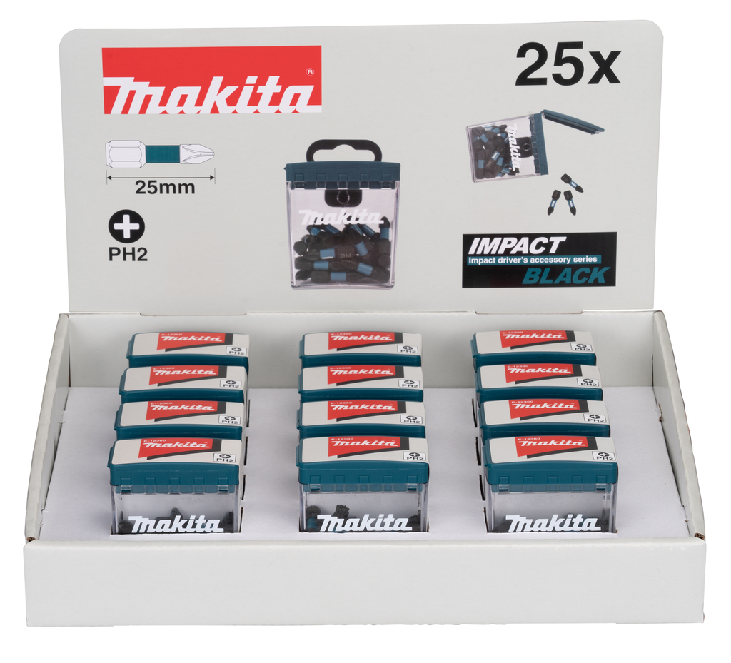 E-12360-12 - Slagschroefbit PH2x25mm (display 12 stuks) | Makita.nl